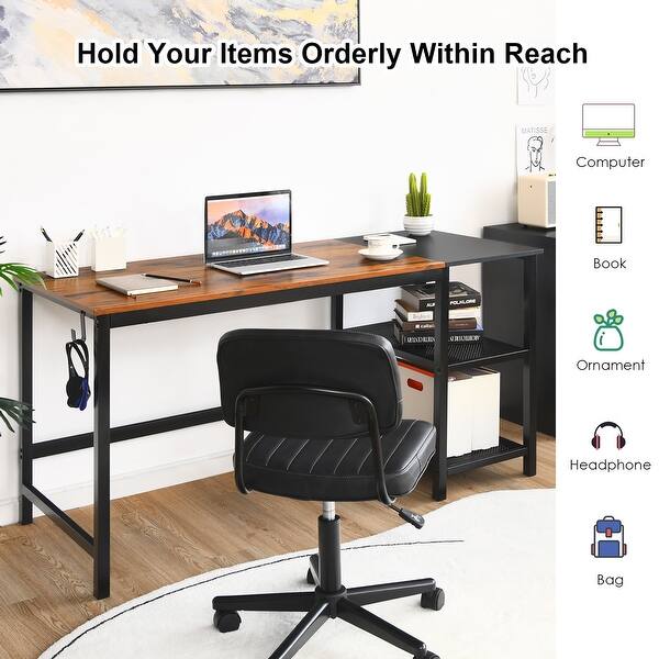 Industrial Computer Desk Writing Workstation with Removable Shelves ...