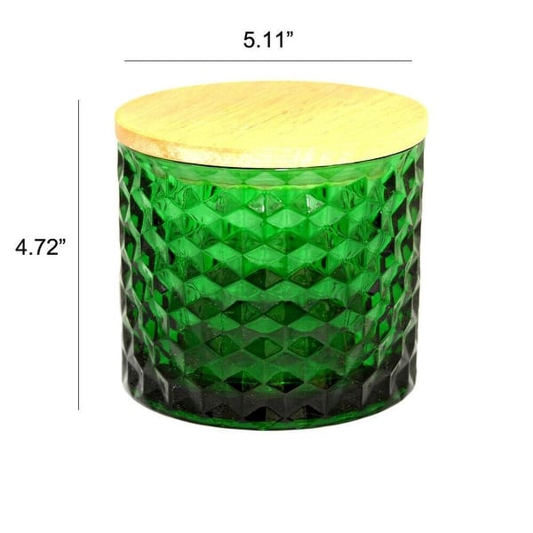 Embossed Solid Colored Glass Kitchen Canister with Wood Lid - 4.72 ...