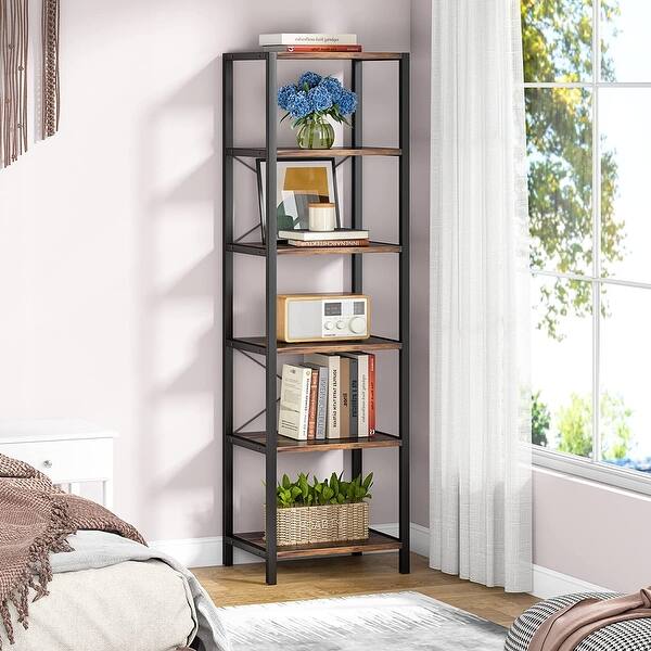 6 Tier Corner Display Bookshelf Bookcase 71 inch Height Corner Display ...