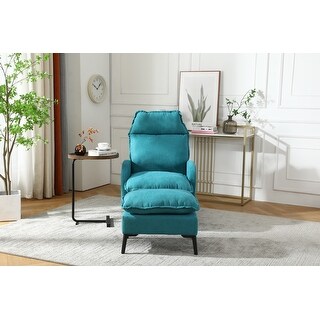 Overstuffed Accent Chair with Ottoman, Adjustable Backrest Lounge Chair ...