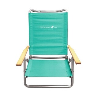 5 Position Folding Low Sand Beach Chair with Wood Armrests - Bed Bath ...
