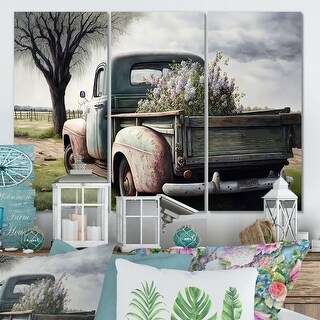 Designart "Barn Flower Delivery Truck V" Barn Farm Ranch Canvas Art ...