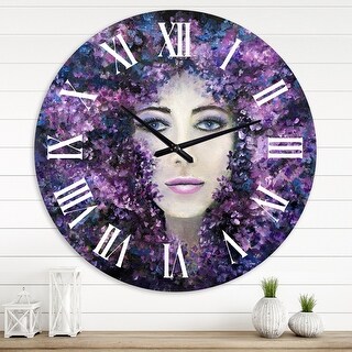 Designart 'Portrait of A Woman With Purple Lavender Flowers' Modern ...