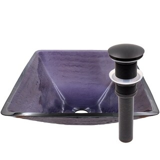 Novatto TIS-286PORB Viola Frosted Purple Square Glass Vessel Bathroom ...