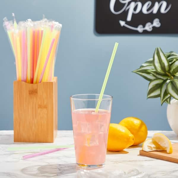 neon drinking straws