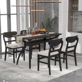 Simplicity Dining Room Set of 5, Arc Legs Wood Table with Storage Space ...
