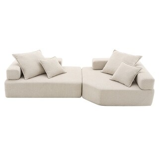 Modular Sectional Sofa Convertible L Shaped Corner Sleeper Couch Boucle ...