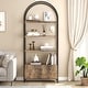 Arched Bookshelf with Doors, 4-Tier Tall Metal Frame Bookcase, Modern ...