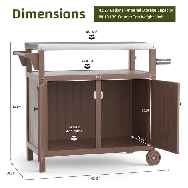Outdoor Grilling Table with Storage,Outdoor Cabinet,Stainless Steel ...