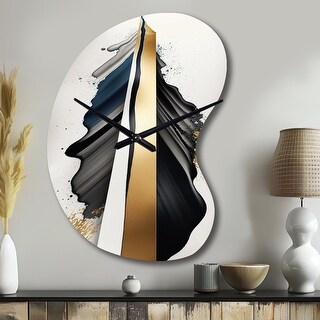Black And Gold Cubic Expression VII - Abstract Cubism Wall Clock in ...