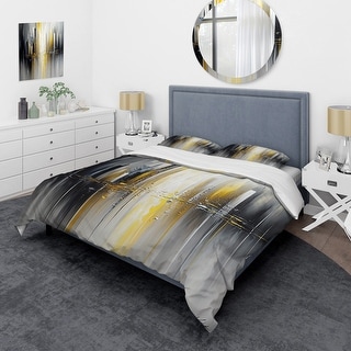 Designart "Abstract Geometric Black And Yellow II" Black Modern ...