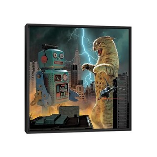iCanvas "Catzilla Vs Robot " by Vincent Hie Framed Canvas Print - Bed ...