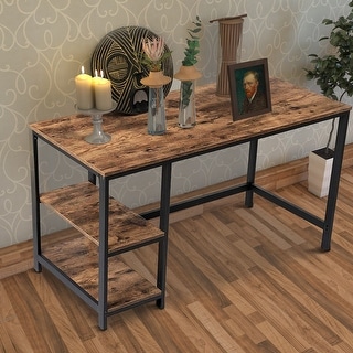 Industrial Style Computer Desk with 2 Open Shelves - Bed Bath & Beyond ...