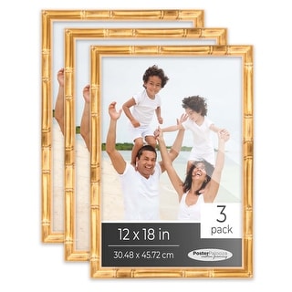 12x18 Gold Bamboo Picture Frame Set Pack of 3 12x18 Wood Picture Frames ...
