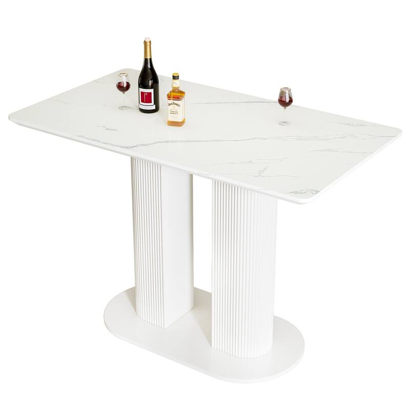 47-Inch Home Bar Unit, Bar Table with Faux Marble Finished Tabletop ...