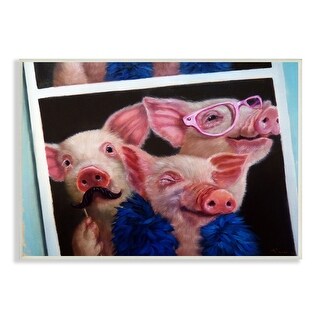 Stupell Three Pigs Triplets Fashion Photo Booth Props Wood Wall Art ...