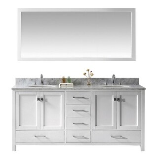 Virtu USA Caroline Avenue 60-inch Double Bathroom Vanity Set with White ...