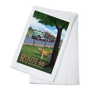 Route 66 - Truck with Tractors - LP Artwork (100% Cotton Towel ...