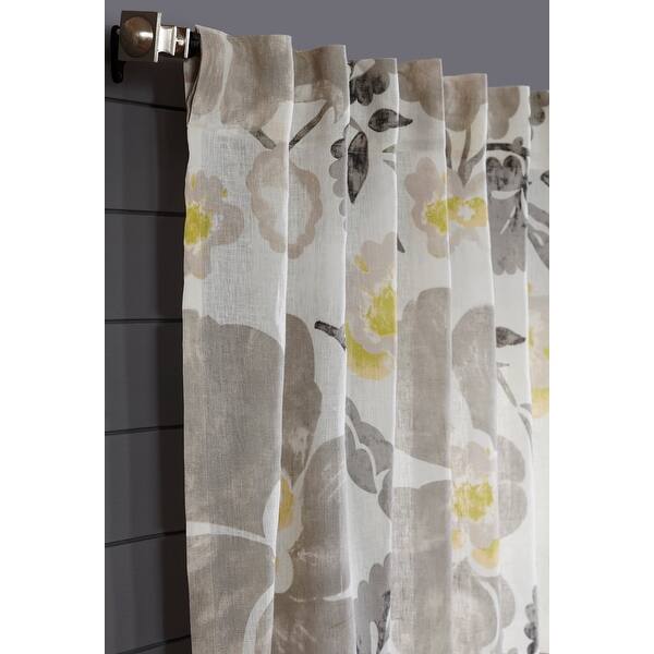 India's Heritage Linen Floral Print Curtain - Single Curtain Panel ...