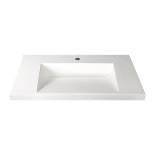 Marble-Lite 31" Ramp Sink Vessel Bathroom Vanity Top White Matte - Bed ...
