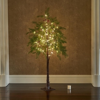 LED Cadar Tree 4FT 90L Warm White Fairy Lights, Lighted Trees for ...