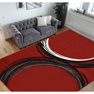 HR Circle Pattern Area Rug Geometric Contemporary Modern red Carpet ...