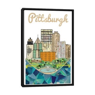 iCanvas "Pittsburgh Vertical Skyline" by Paper Cutz Framed - Bed Bath ...