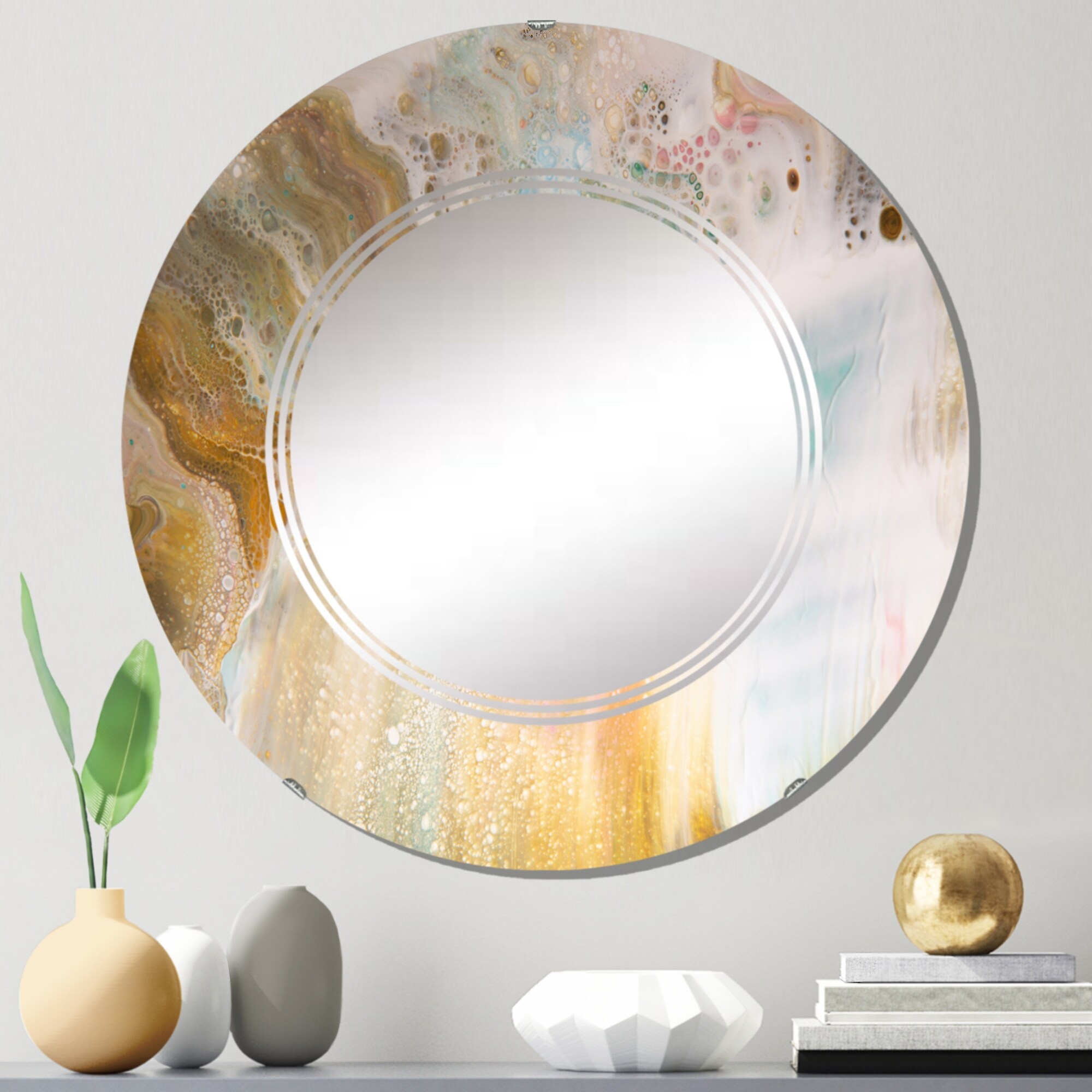 Round, Ivory DESIGN ART Wall Mirrors - Bed Bath & Beyond