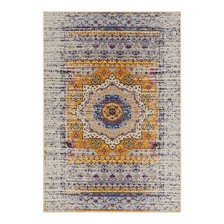 HomeRoots 8' x 10' Orange and Ivory Medallion Power Loom Area Rug - 8 ...