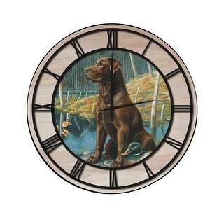 Wall Clock with Natural Woodgrain Accent - Ready to Go - Black Numbers ...