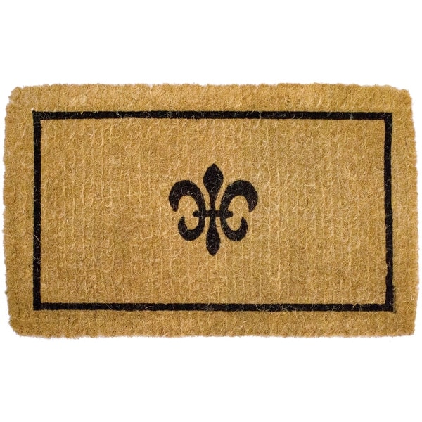 Entryways Black Fleur de Lis Extra-Thick Handwoven Coconut Fiber ...