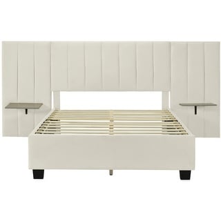 Luxurious Upholstered Platform Bed with Oversize Plush Headboard - Bed ...