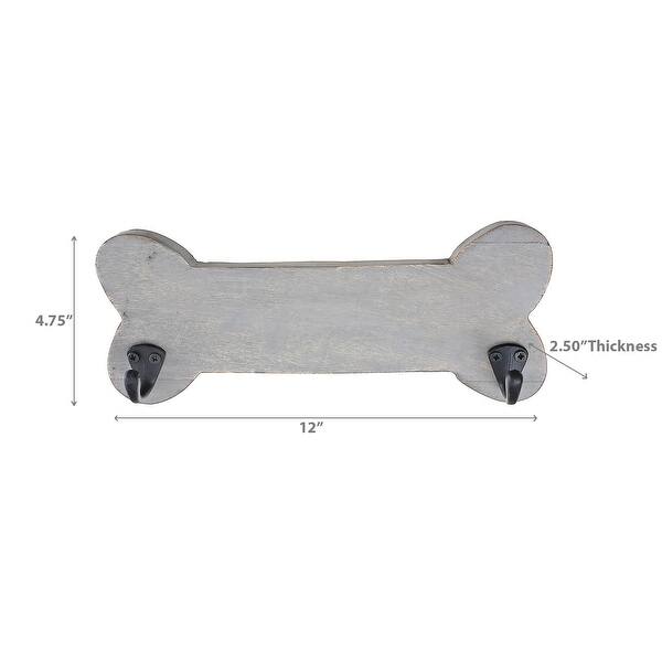 Wooden Bone Shape With 2 Nickel Hooks Gray - Bed Bath & Beyond - 38445675