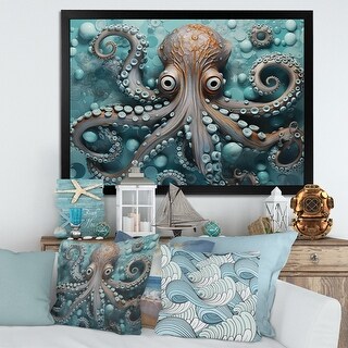 Designart "Portrait Of Mystical Octopus Painting I" Animals Octopus ...