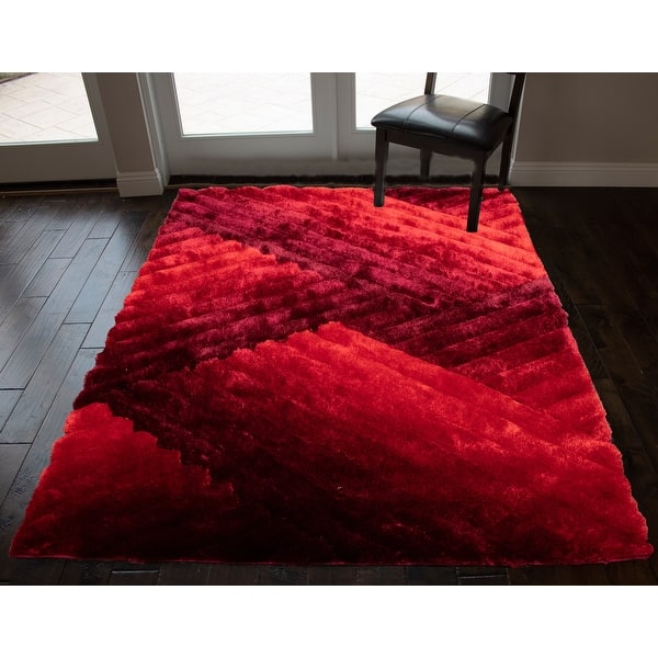 RugBerry Red Abstract 3D Area Rug 8x10 Modern Contemporary Soft Carpet ...