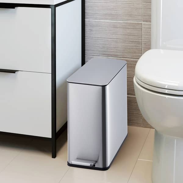 10 Liter / 2.6 Gallon Small Bathroom Step Trash Can with Lid - Bed Bath ...