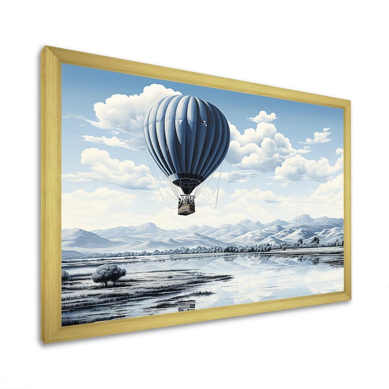 Designart "Hot Air Balloon Adventure Dessert I" Hot Air Balloon Framed ...