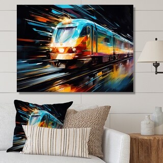 Designart "Abstracted Train Velocity" Transportation Canvas Wall Art ...