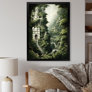 Designart "Hidden Forest Castle Unveiled I" Forest Wall Decor Green ...
