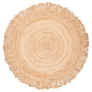 SAFAVIEH, Handmade Braided Bronagh Jute Fringe Round Rug - Bed Bath ...