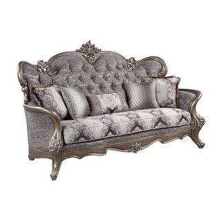 Savoy Grey and Antique Bronze Sofa with 5-Pillow - Bed Bath & Beyond ...