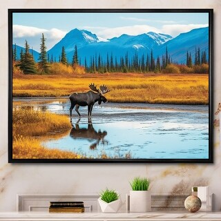 Designart "Moose In Alaska Scenery II" Alaska Framed Wall Art Prints ...
