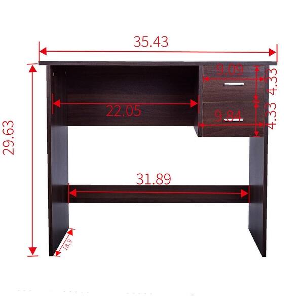 Computer Desk With 2 Pull Out Storage Drawers And Stable Wooden Frame ...