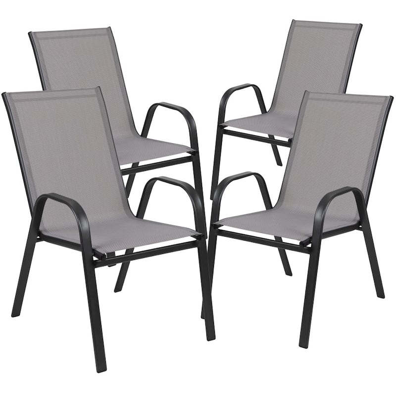 Outdoor Stacking Sling Patio Chairs (Set of 4) - Overstock - 31872232