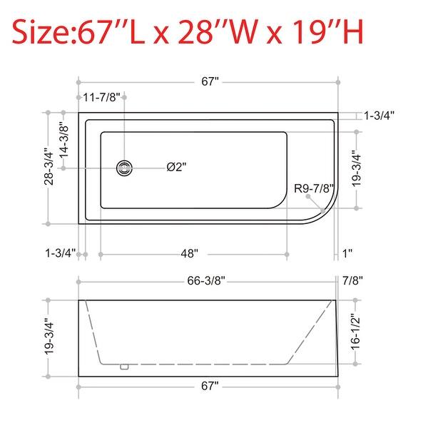 CB HOME 59''/67'' Freestanding Acrylic Soaking Bathtubs, Soaking Tubs ...