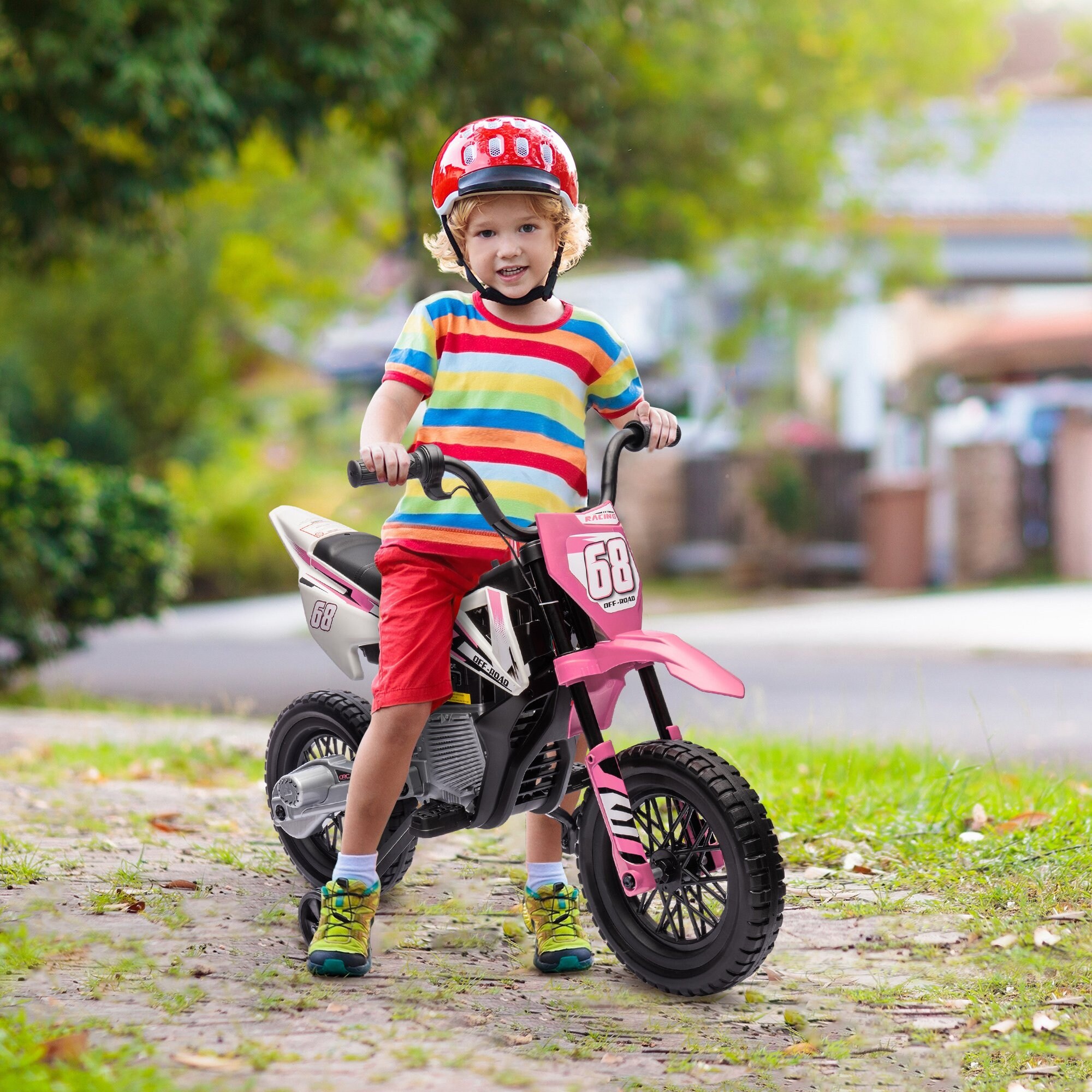 12V Kids Dirt Bike with Training Wheels Electric Motorcycle for Toddlers Bed Bath Beyond 41562220