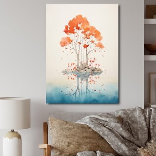 Designart "Single Tree Impression Minimal Watercolor" Landscape Trees ...