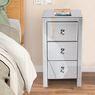 Mirrored Nightstand, Mirror Nightstands, Silver Glass Nightstand With 3 ...