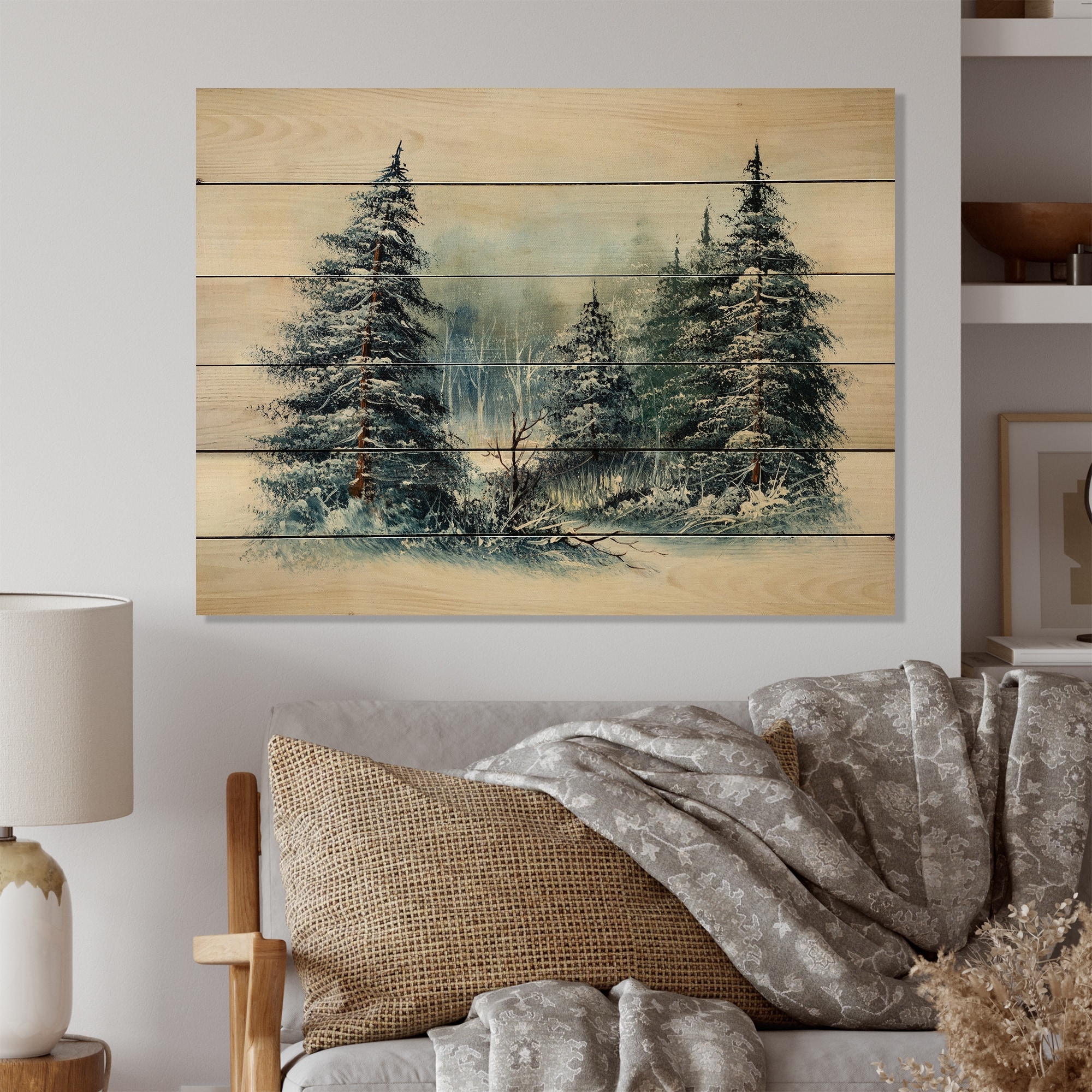 winter pine trees wall art