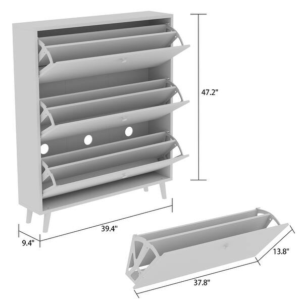 3-Drawer Shoe Cabinet Drawer Organizer Entryway End Table Space Saving ...